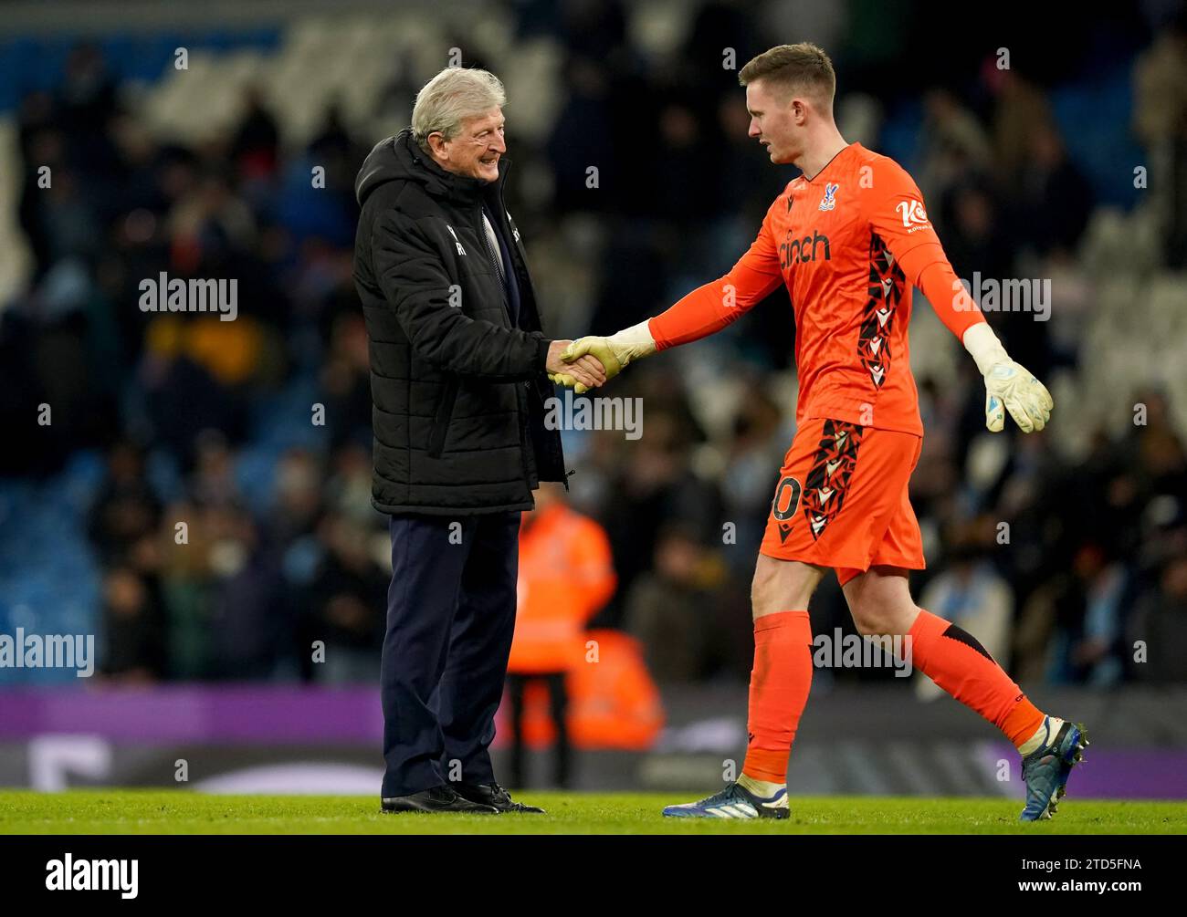 Crystal Palace Manager Roy Hodgson Shakes Hands With Goalkeeper Dean