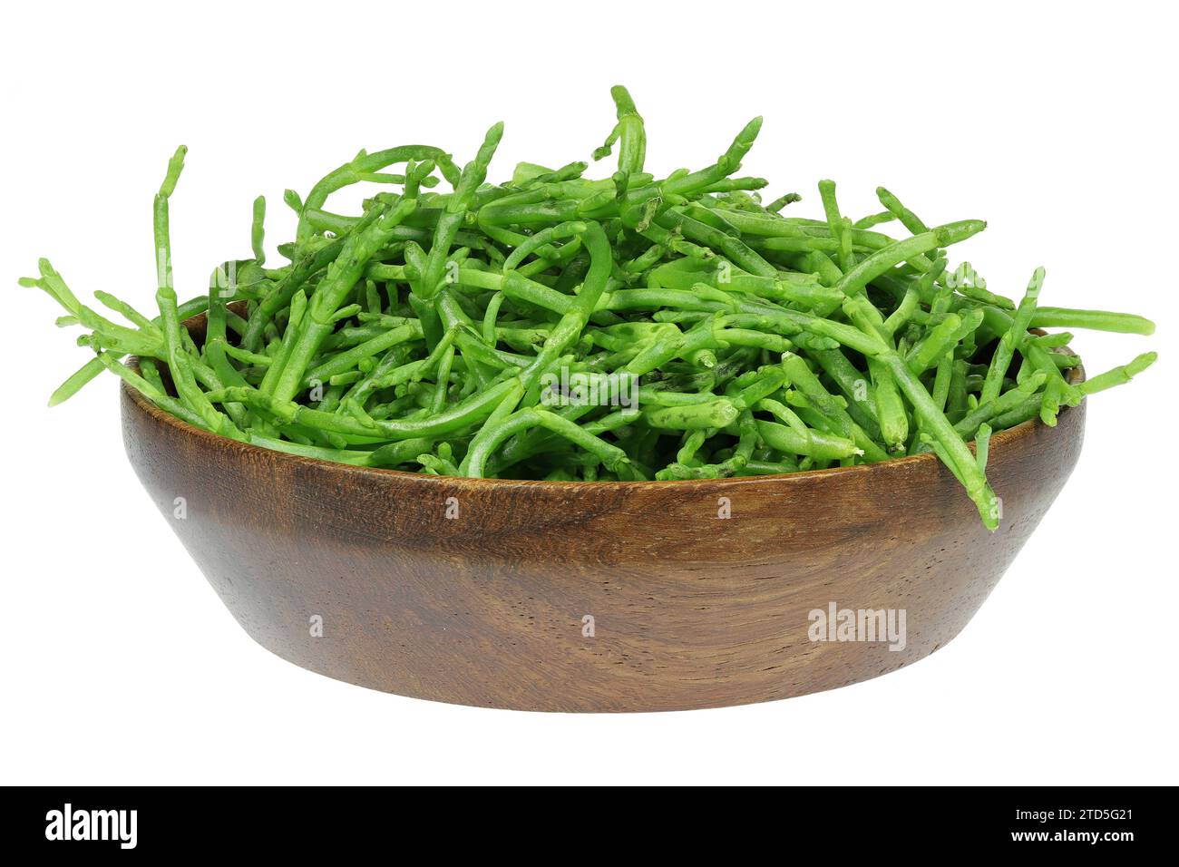 common glasswort in a wooden bowl isolated on white background Stock ...