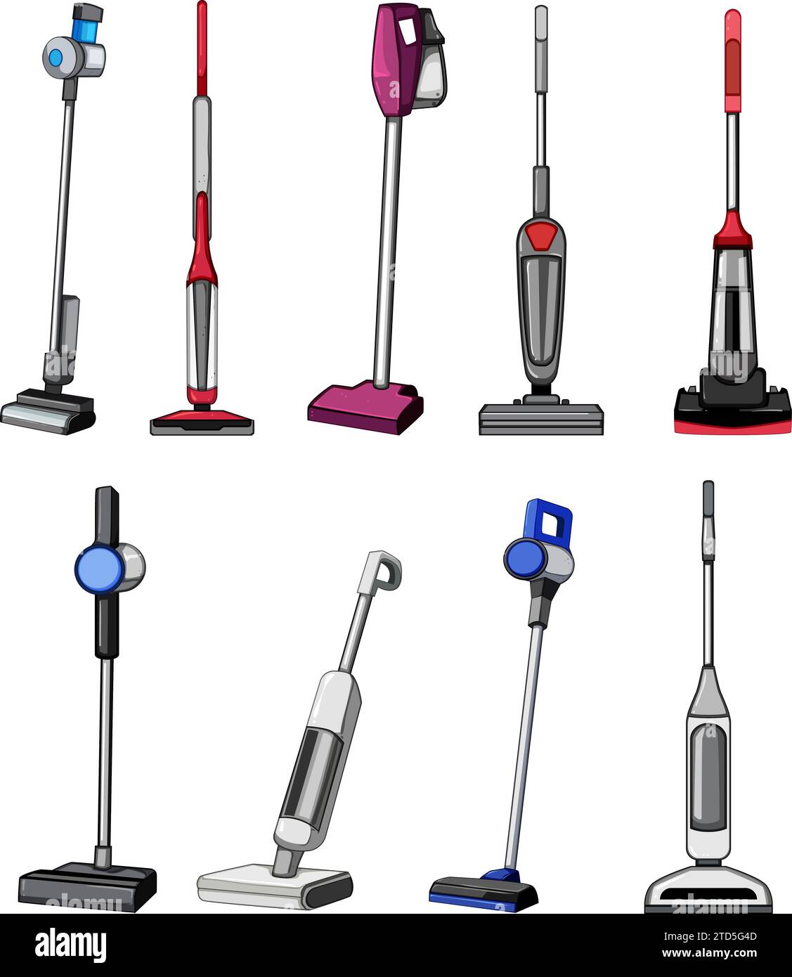 manual vacuum cleaner set cartoon vector illustration Stock Vector ...