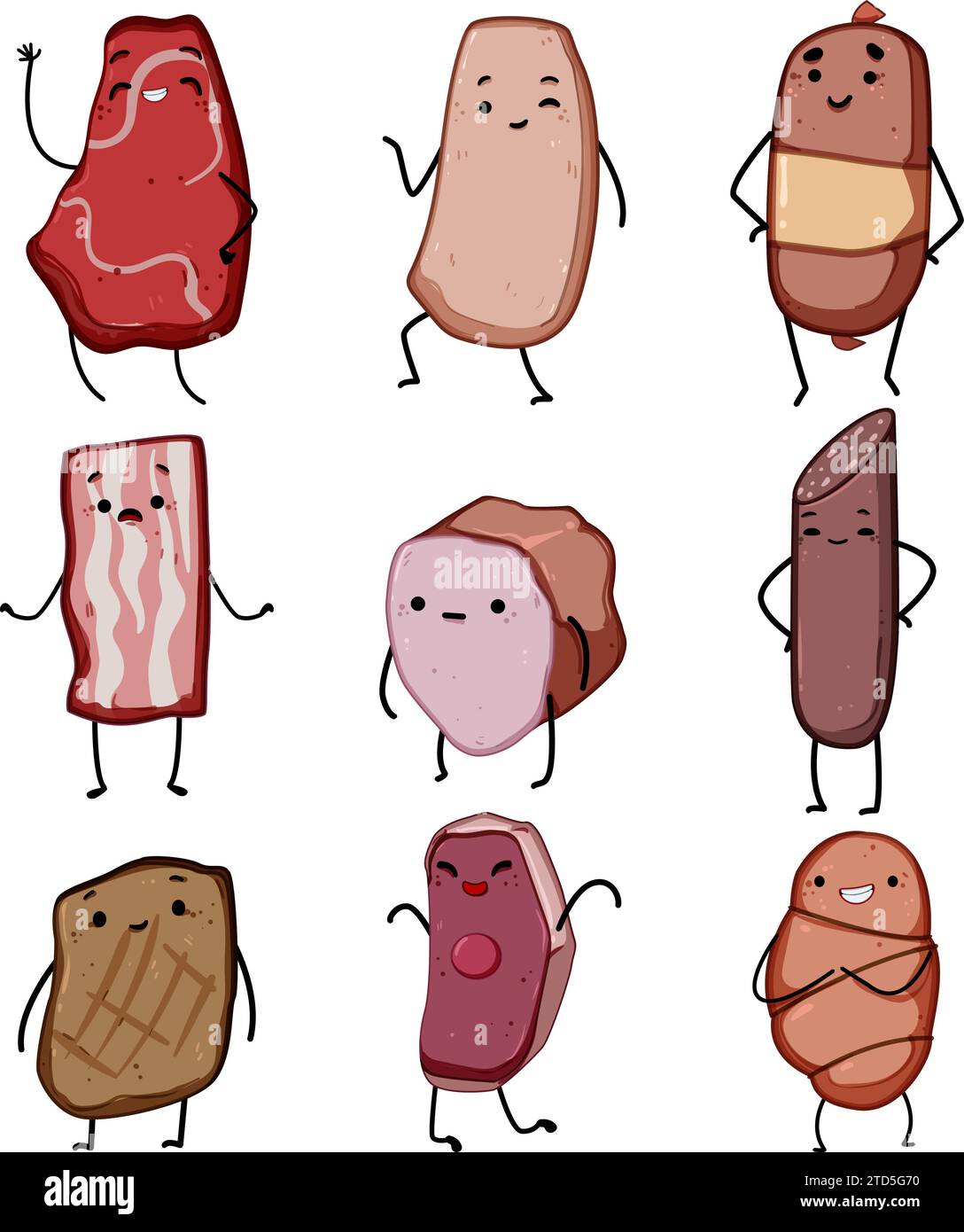 meat character set cartoon vector illustration Stock Vector Image & Art ...