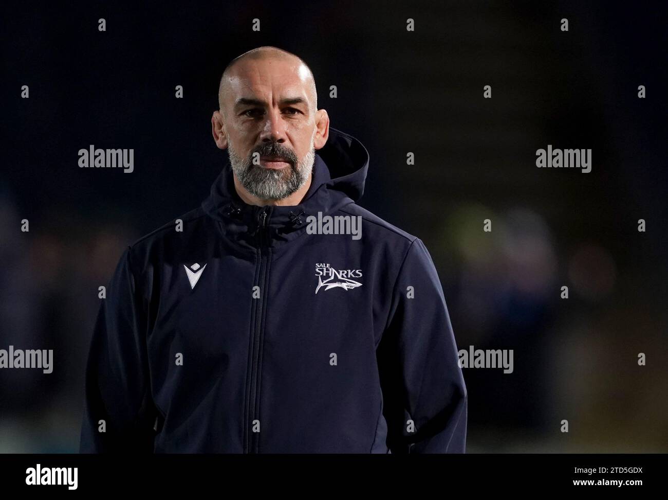 Sale Sharks Director of Rugby is Alex Sanderson during the warm up ...