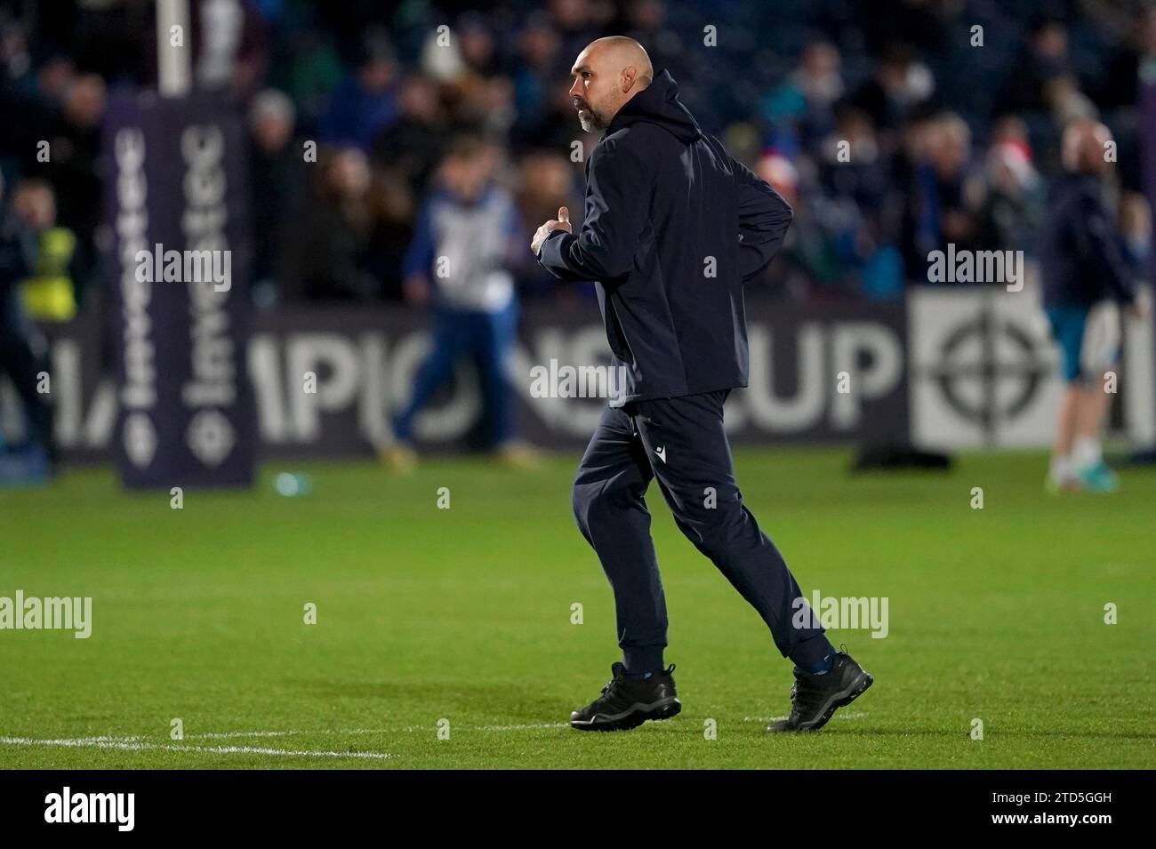 Sale Sharks Director of Rugby is Alex Sanderson during the warm up ...