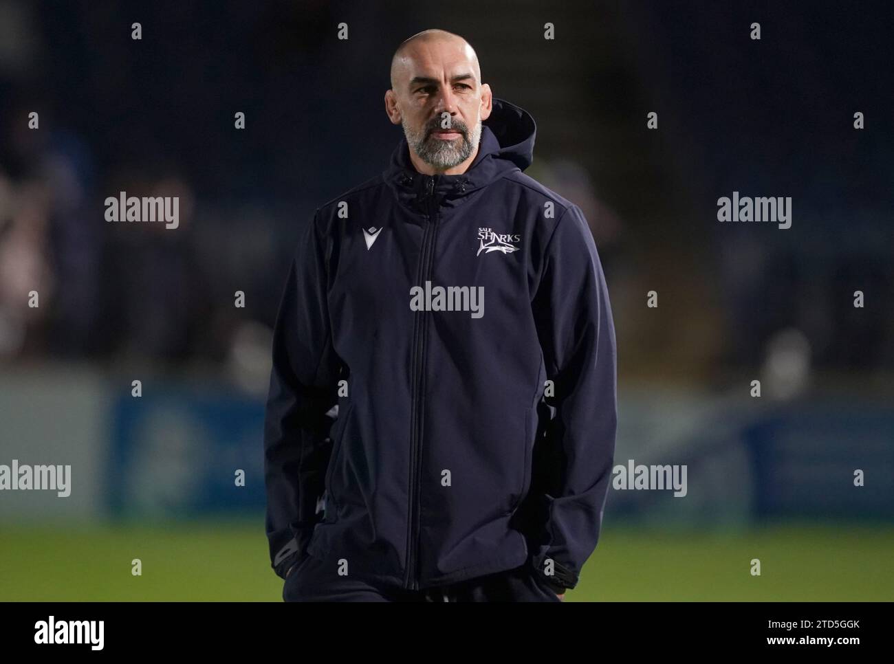 Sale Sharks Director of Rugby is Alex Sanderson during the warm up ...