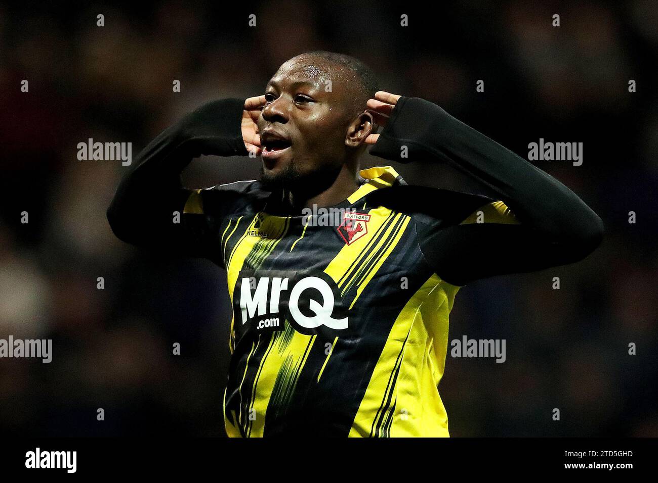 Watford's Edo Kayembe celebrates scoring their side's third goal of the ...