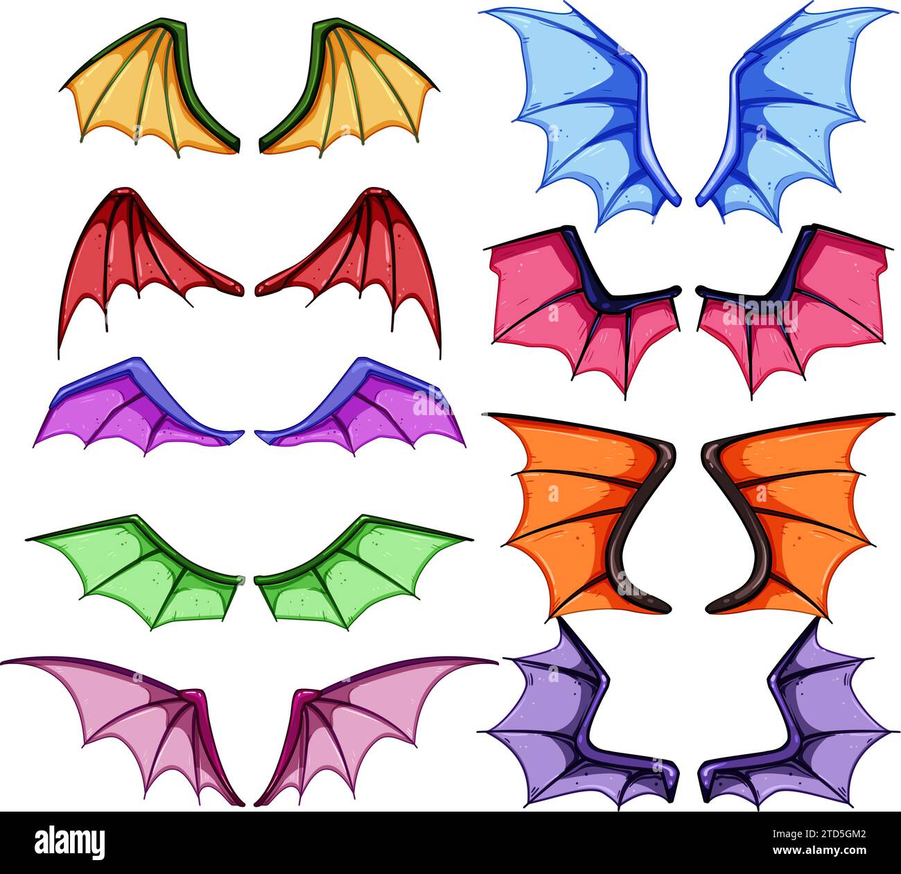 wings dragon set cartoon vector illustration Stock Vector Image & Art ...