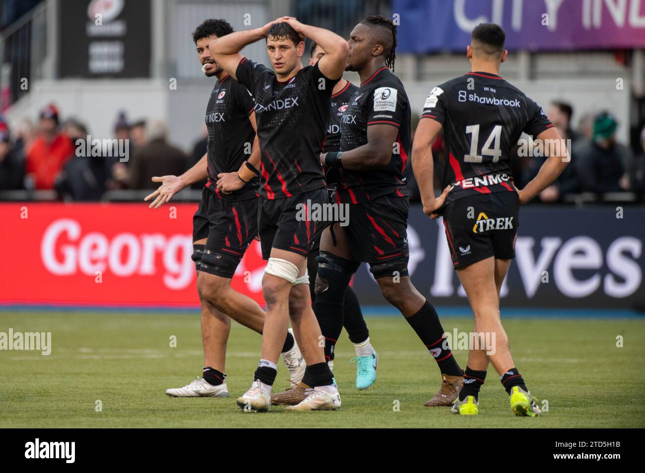 Saracens players during the Investec Champions Cup, Pool 1, Round 2 ...