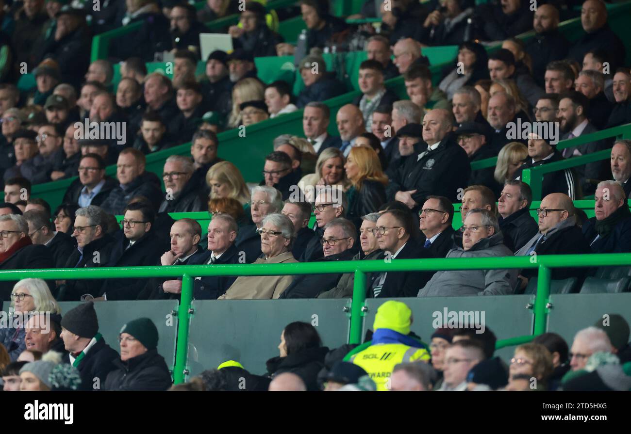 Celtic board of directors including Chairman Peter Lawwell watch the ...