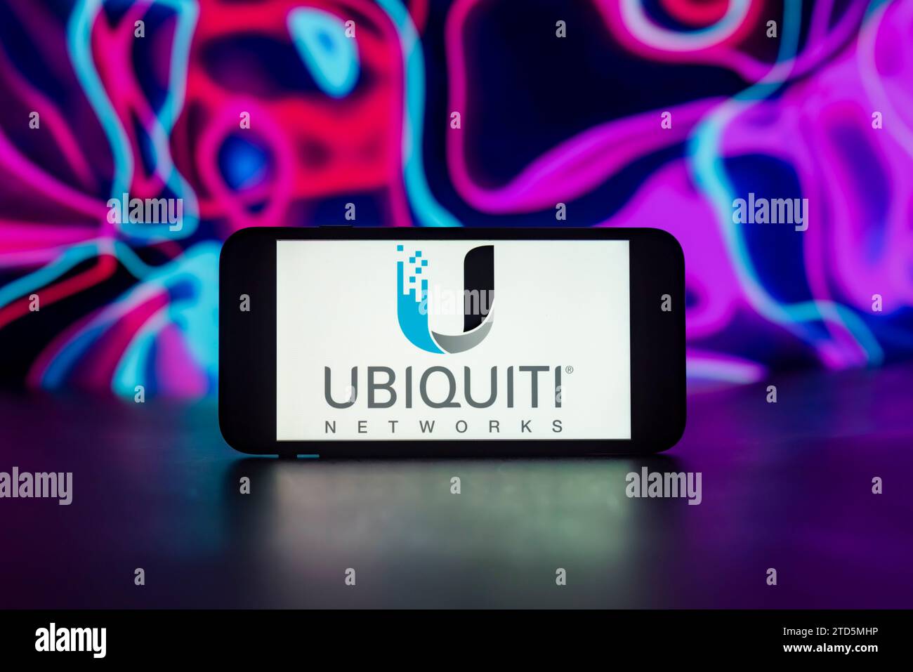 In this photo illustration, the Ubiquiti Networks logo is seen ...