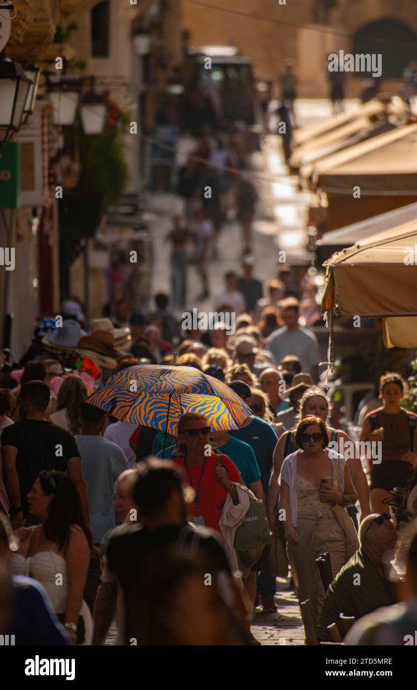 The steep streets of Valletta, often crowded with tourists Stock Photo ...