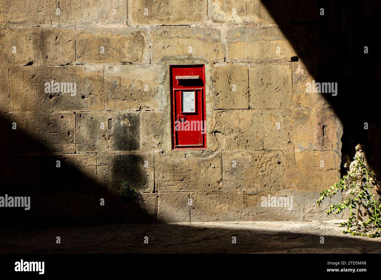 A red British post box in the capital of Malta, Valletta, once a part ...