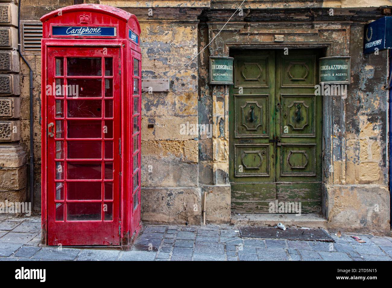 A red British telephone box in the capital of Malta, Valletta, once a ...