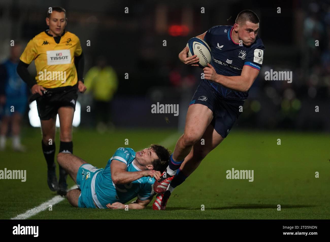 Leinster's Dan Sheehan (right) evades a tackle from Sale Sharks' Raffi ...