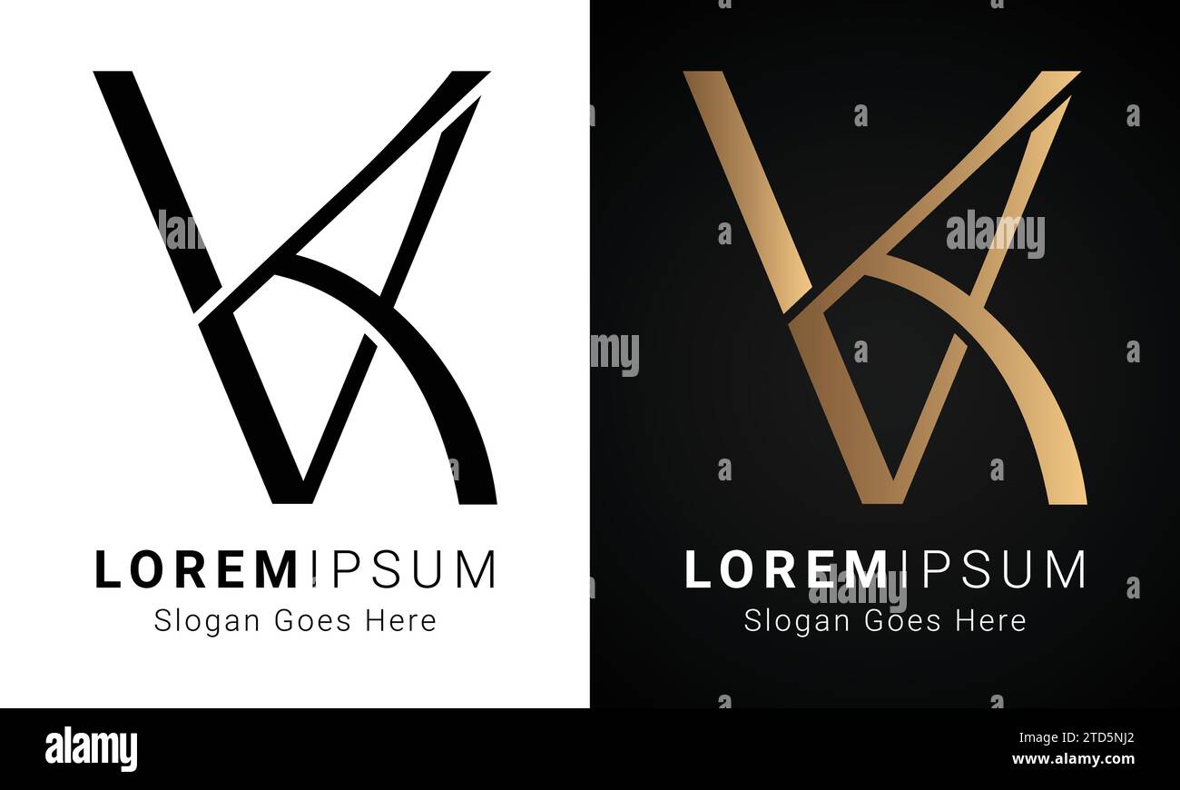 Luxury Initial VK or KV Monogram Text Letter Logo Design Stock Vector Image & Art - Alamy