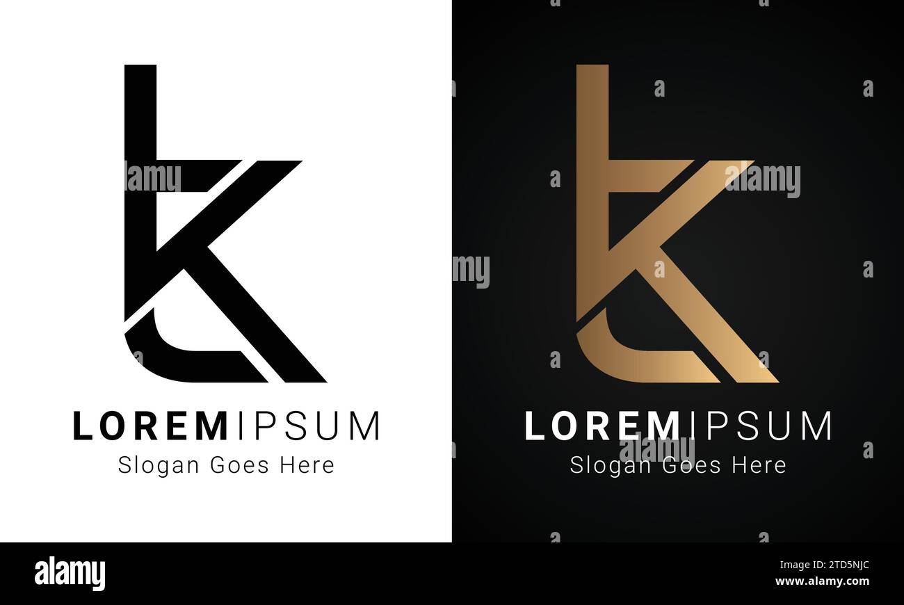 Luxury Initial TK or KT Monogram Text Letter Logo Design Stock Vector ...