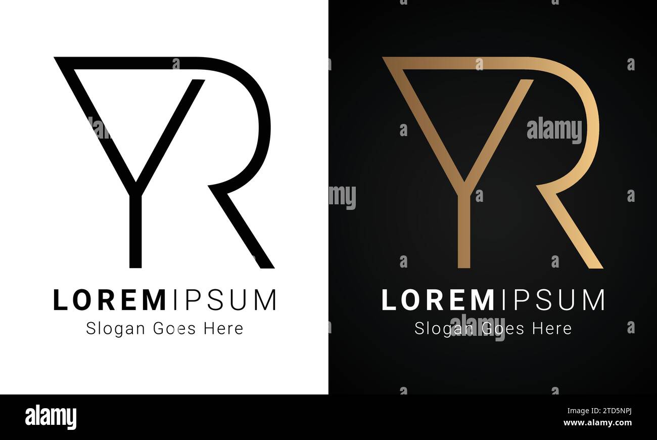 Luxury Initial YR or RY Monogram Text Letter Logo Design Stock Vector ...