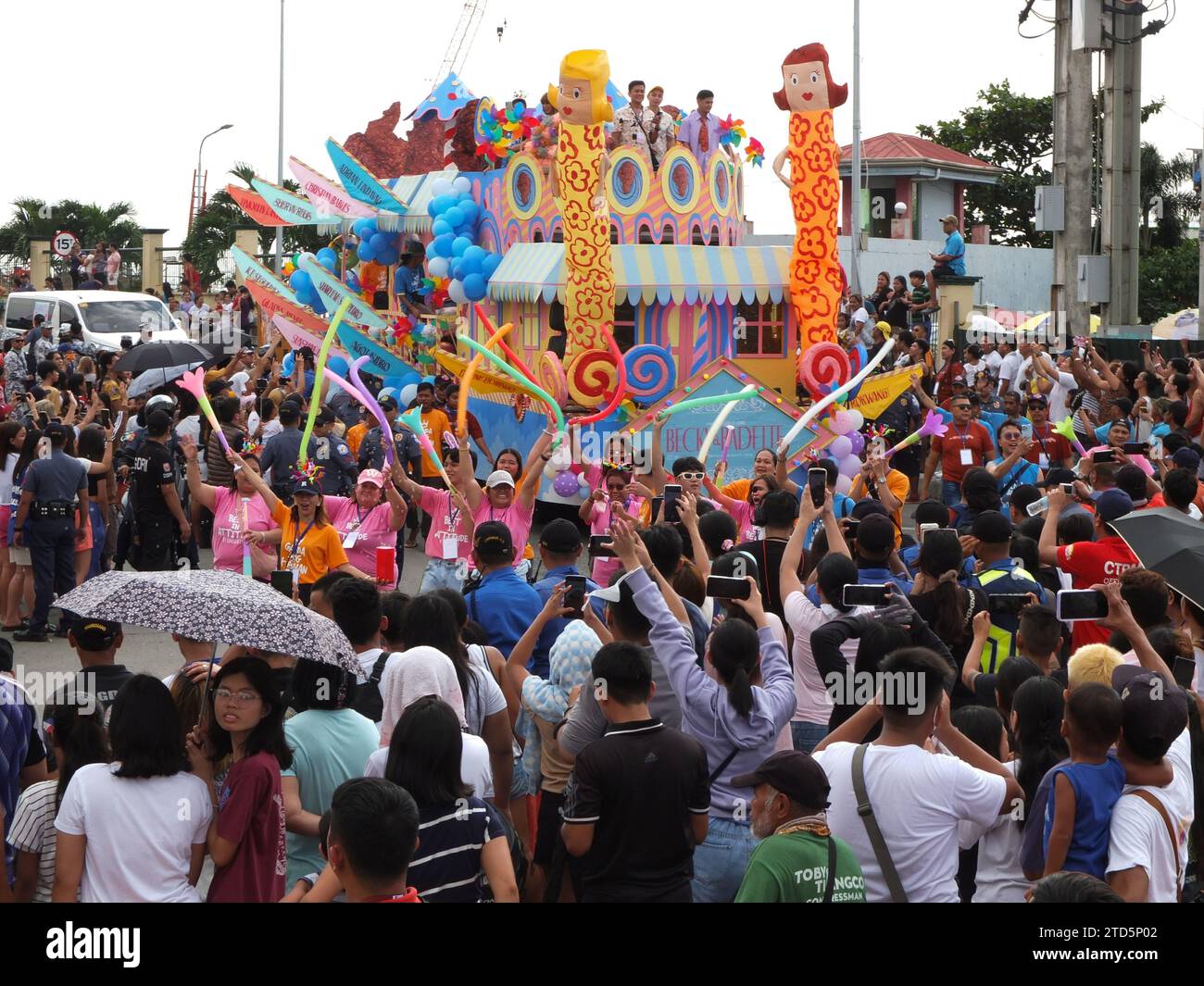 The movie float of "BECKY & BADETTE", a comedy film, with their ...
