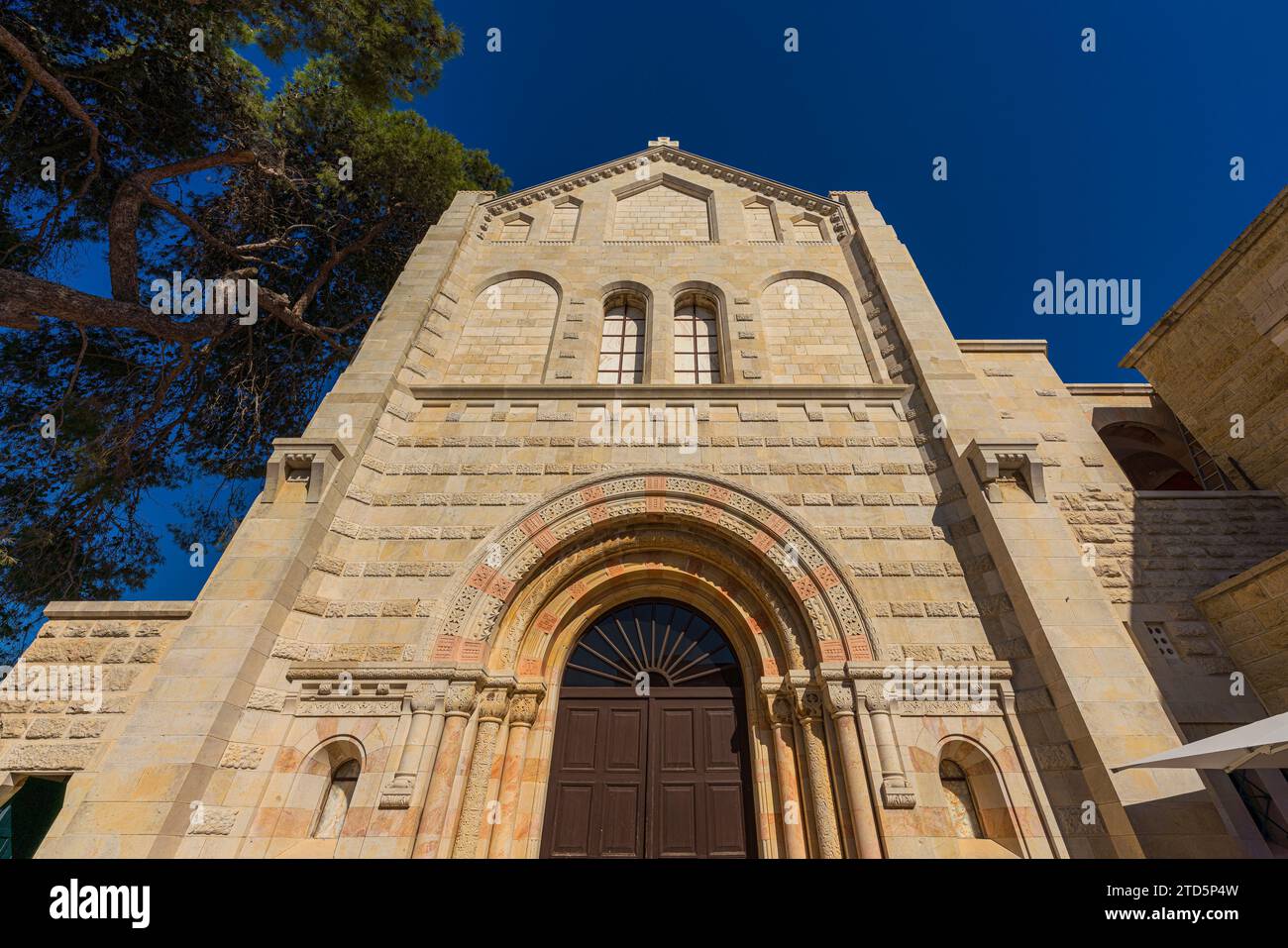 Exterior view of the Dormition Abbey, a Christian temple in Jerusalem ...