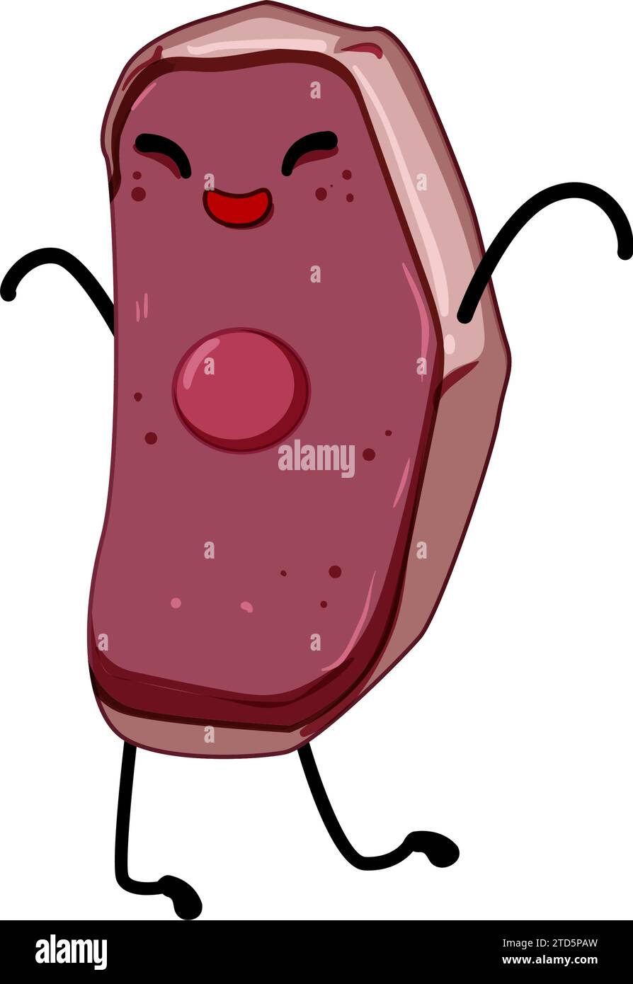 happy meat character cartoon vector illustration Stock Vector Image ...