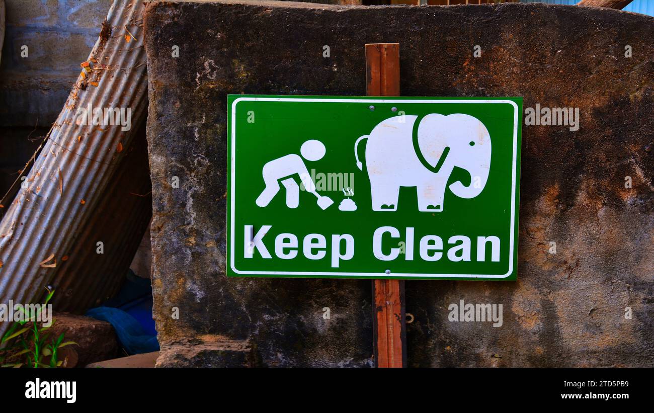 clean according to your elephant sign Stock Photo - Alamy