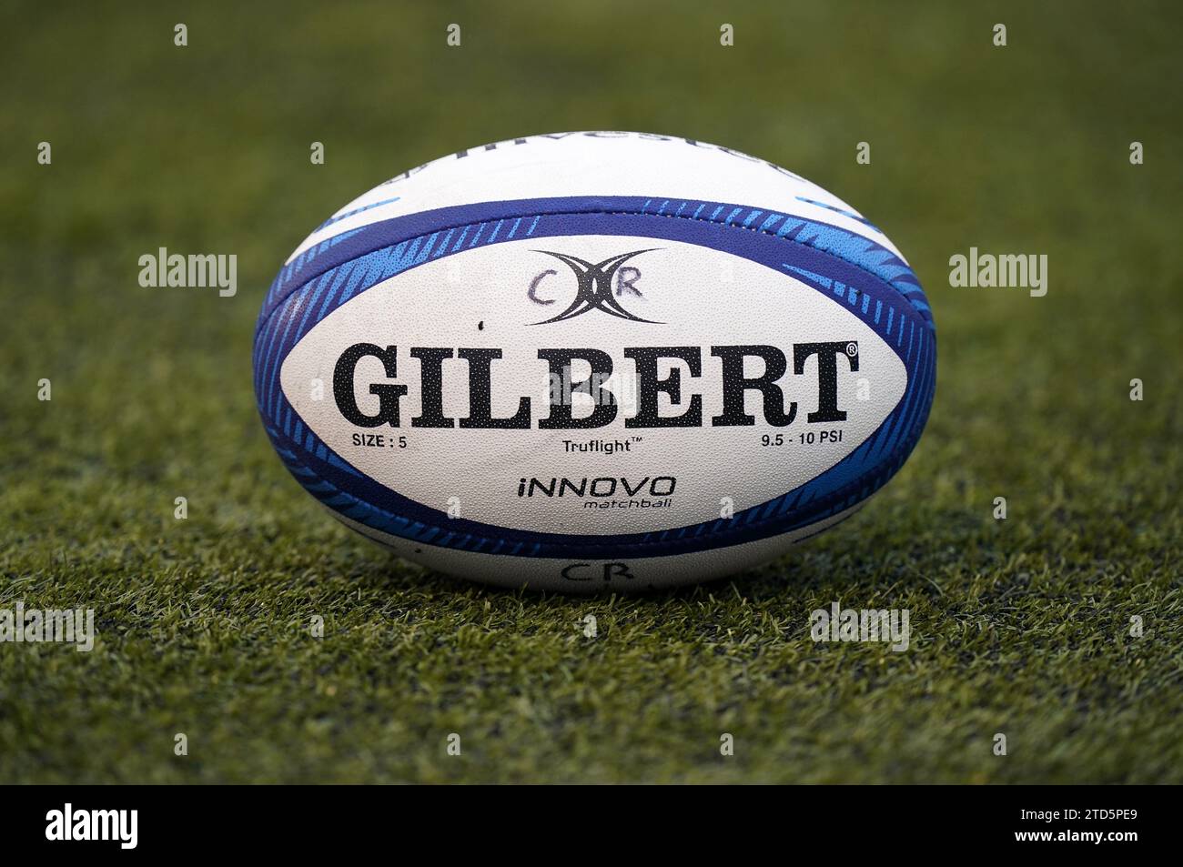 A view of a Gilbert match ball before the Investec Champions Cup match ...