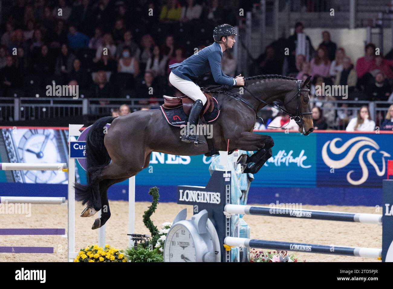 London, UK. December 16, 2023. Steve Guerdat of Switzerland with ...