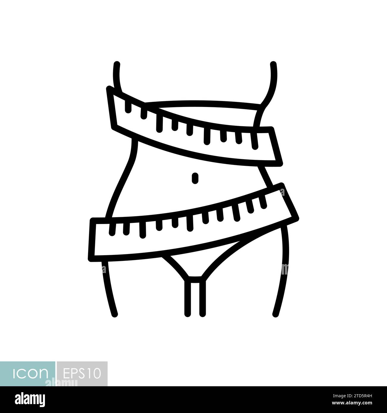 Elegant women's waist with measuring tape vector icon. Graph symbol for ...