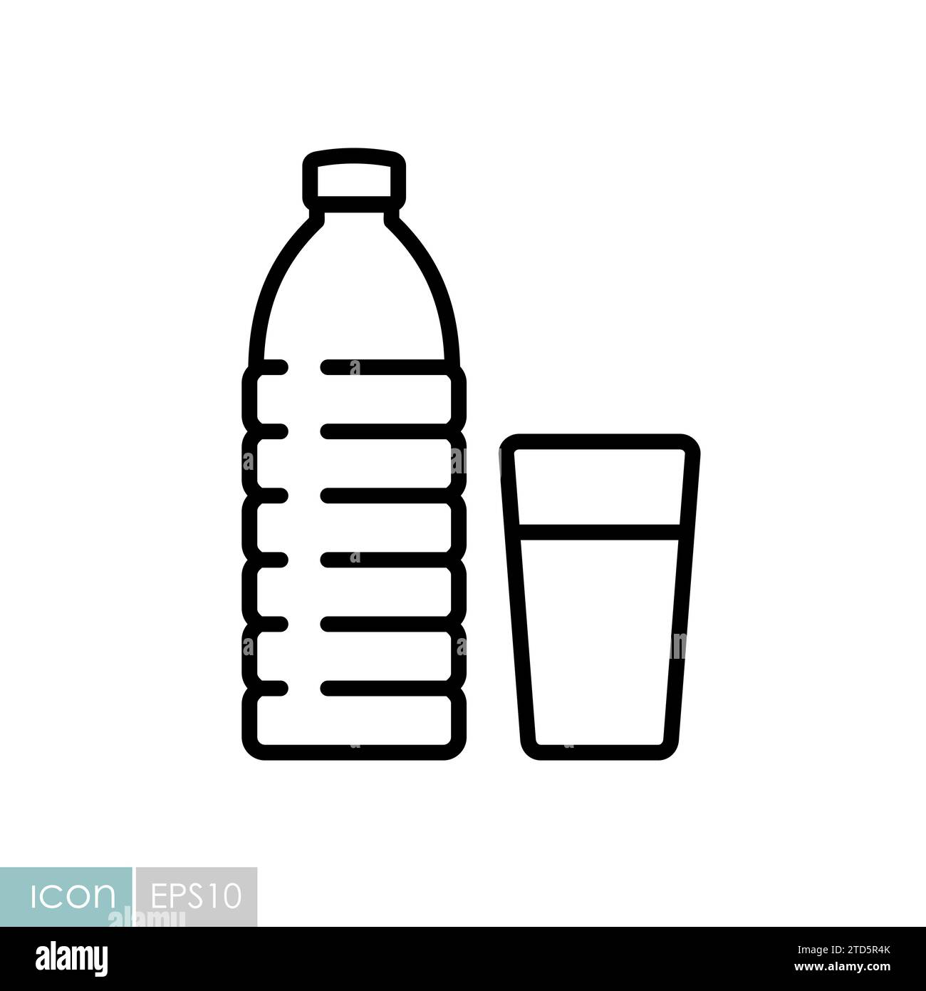 Glass and bottle of water vector icon. Graph symbol for fitness and ...