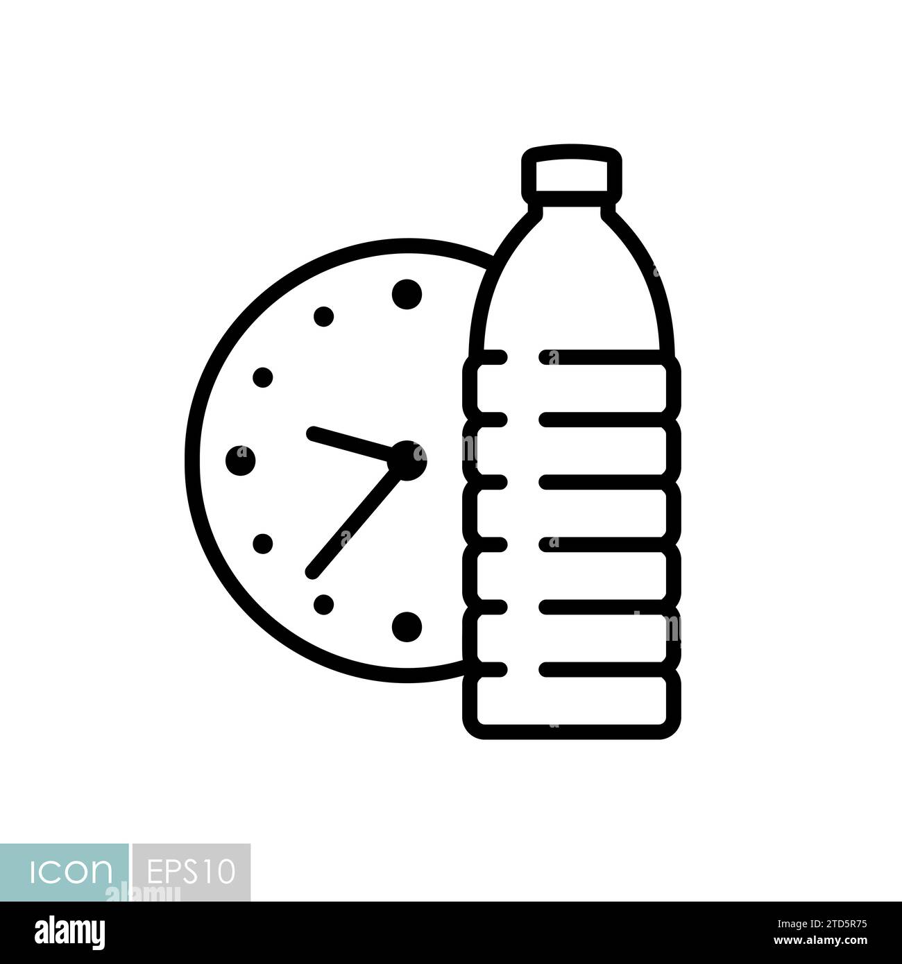 Time to drink water vector icon. Water bottle with watch sign. Graph ...