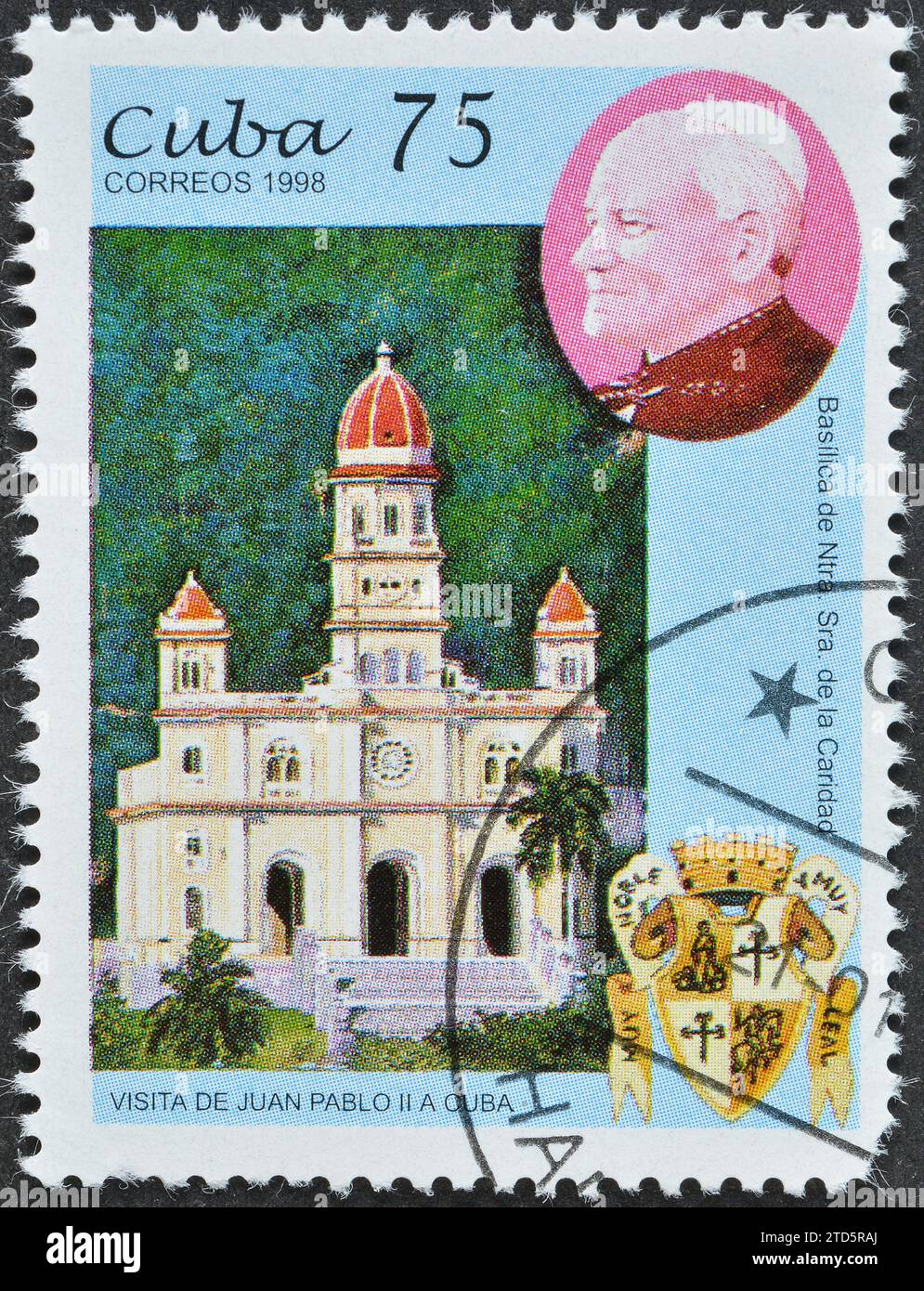 Cancelled postage stamp printed by Cuba, that shows Our Lady of Charity ...