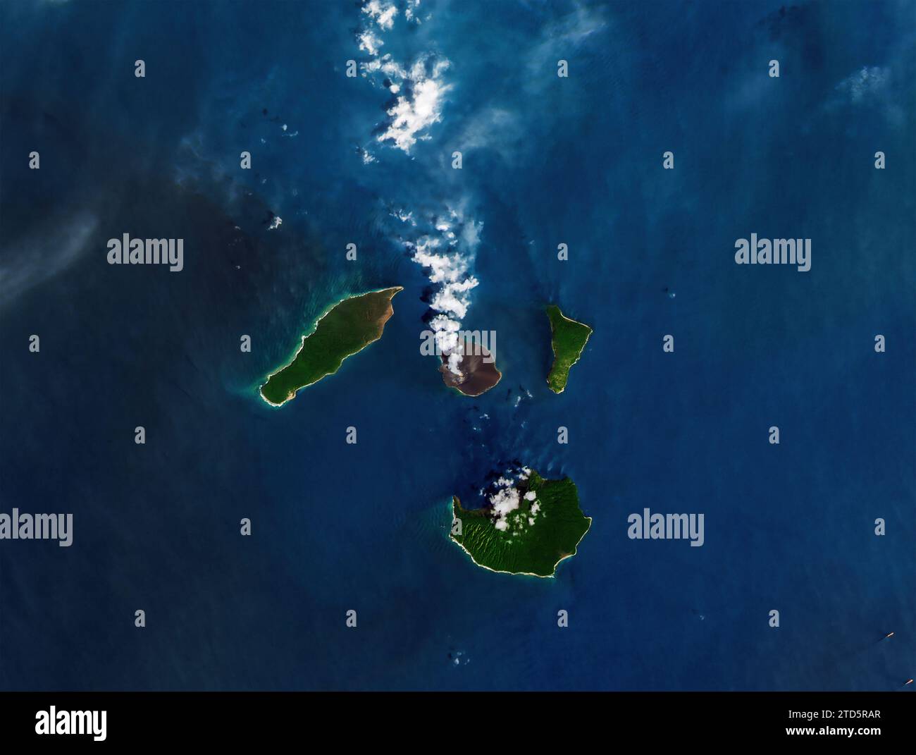 Anak Krakatau volcanic island between the Indonesian islands of Java ...