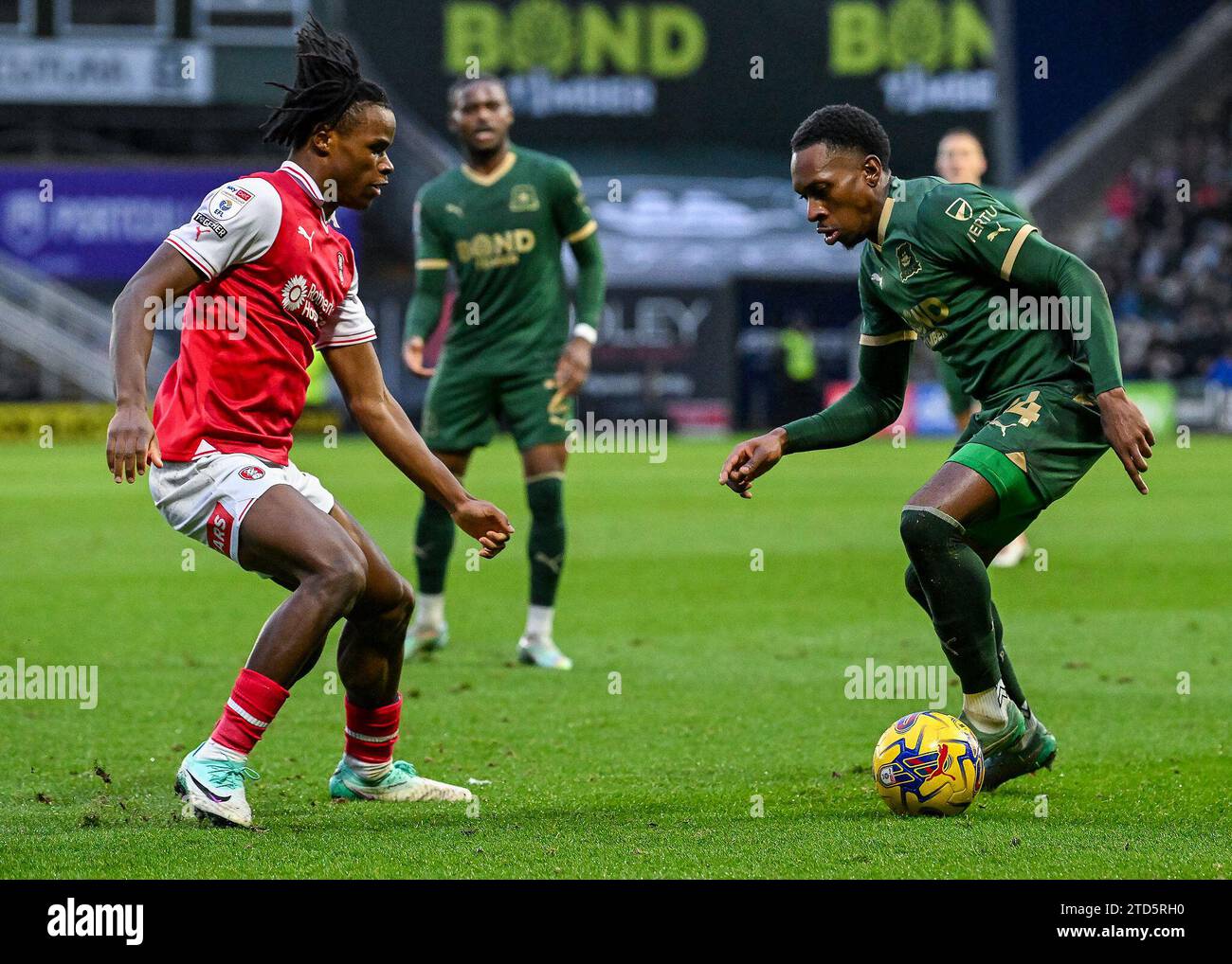 Mickel Miller #14 of Plymouth Argyle on the ball during the Sky Bet ...