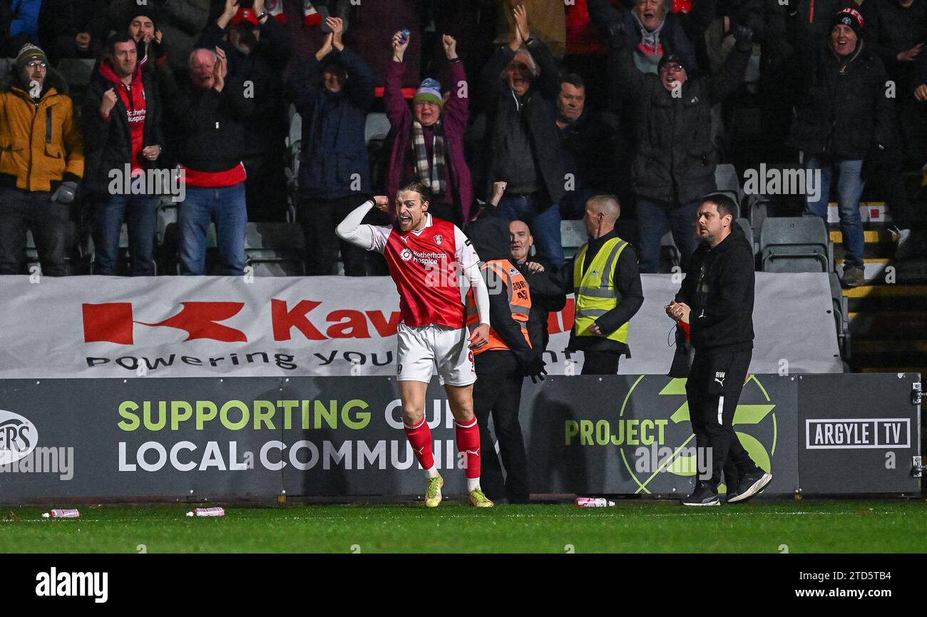 Tom Eaves #9 of Rotherham United scores to make it 2-2 during the Sky ...