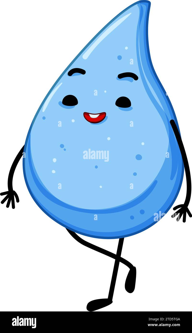 aqua water drop character cartoon vector illustration Stock Vector ...