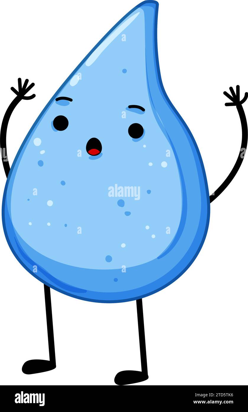 blue water drop character cartoon vector illustration Stock Vector ...