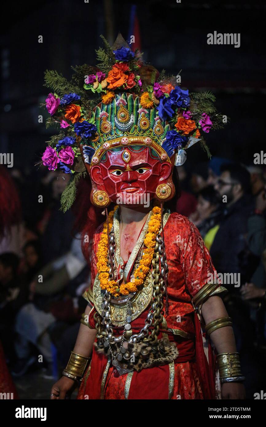 December 16, 2023, Kathmandu, Bagmati, Nepal: A traditional masked ...