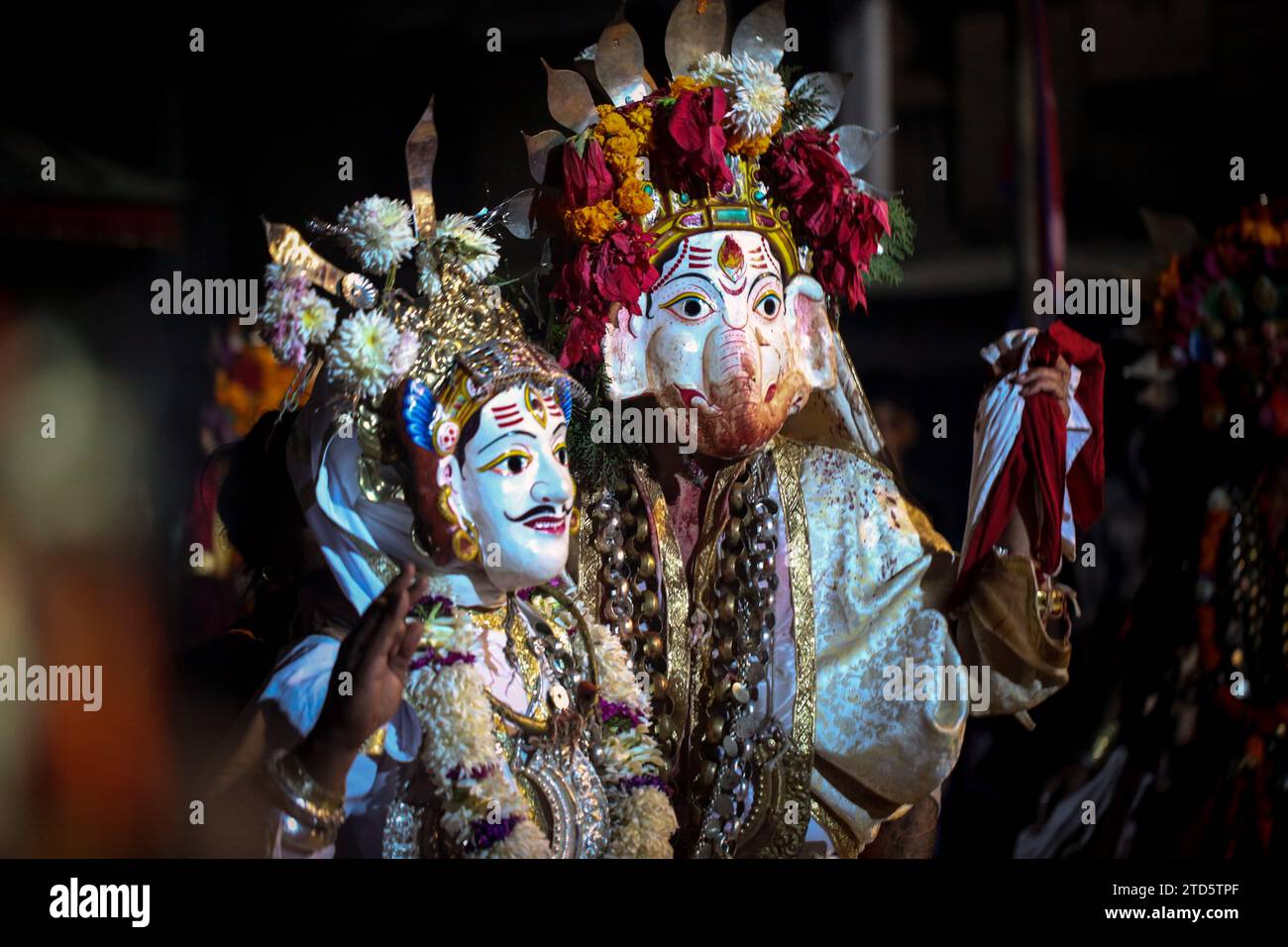 December 16, 2023, Kathmandu, Bagmati, Nepal: Traditional masked dancer ...