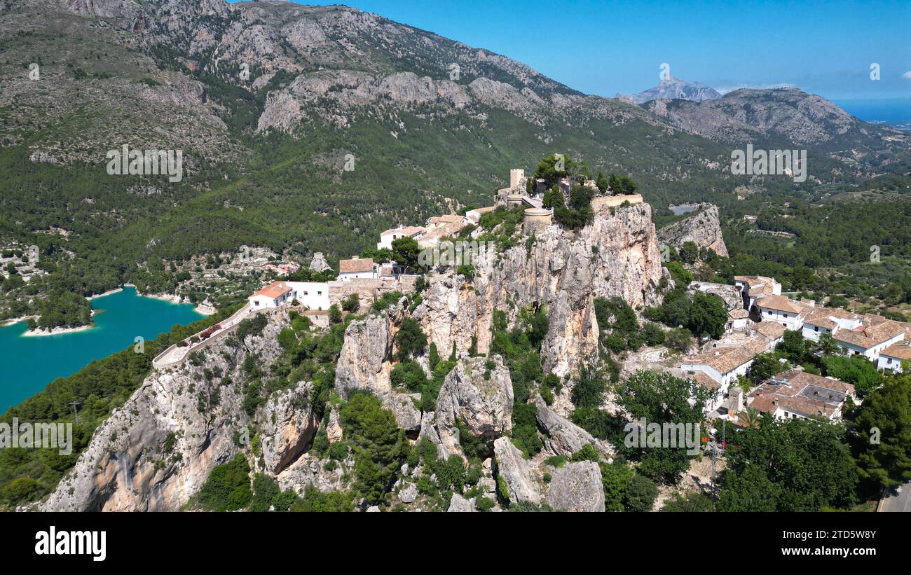 The Guadalest castle is in a Valencian town Guadalest in Spain Stock ...