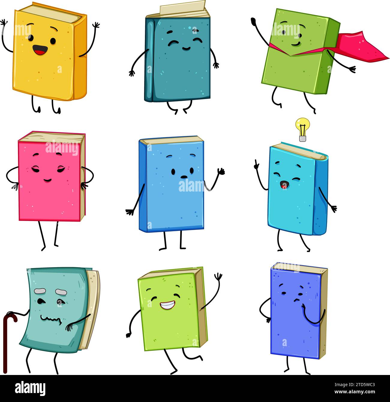 book character set cartoon vector illustration Stock Vector Image & Art ...