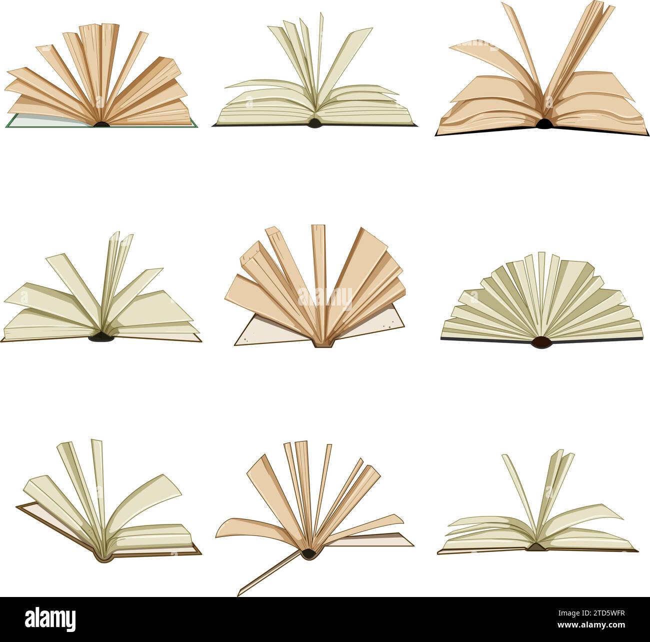 book open set cartoon vector illustration Stock Vector Image & Art - Alamy