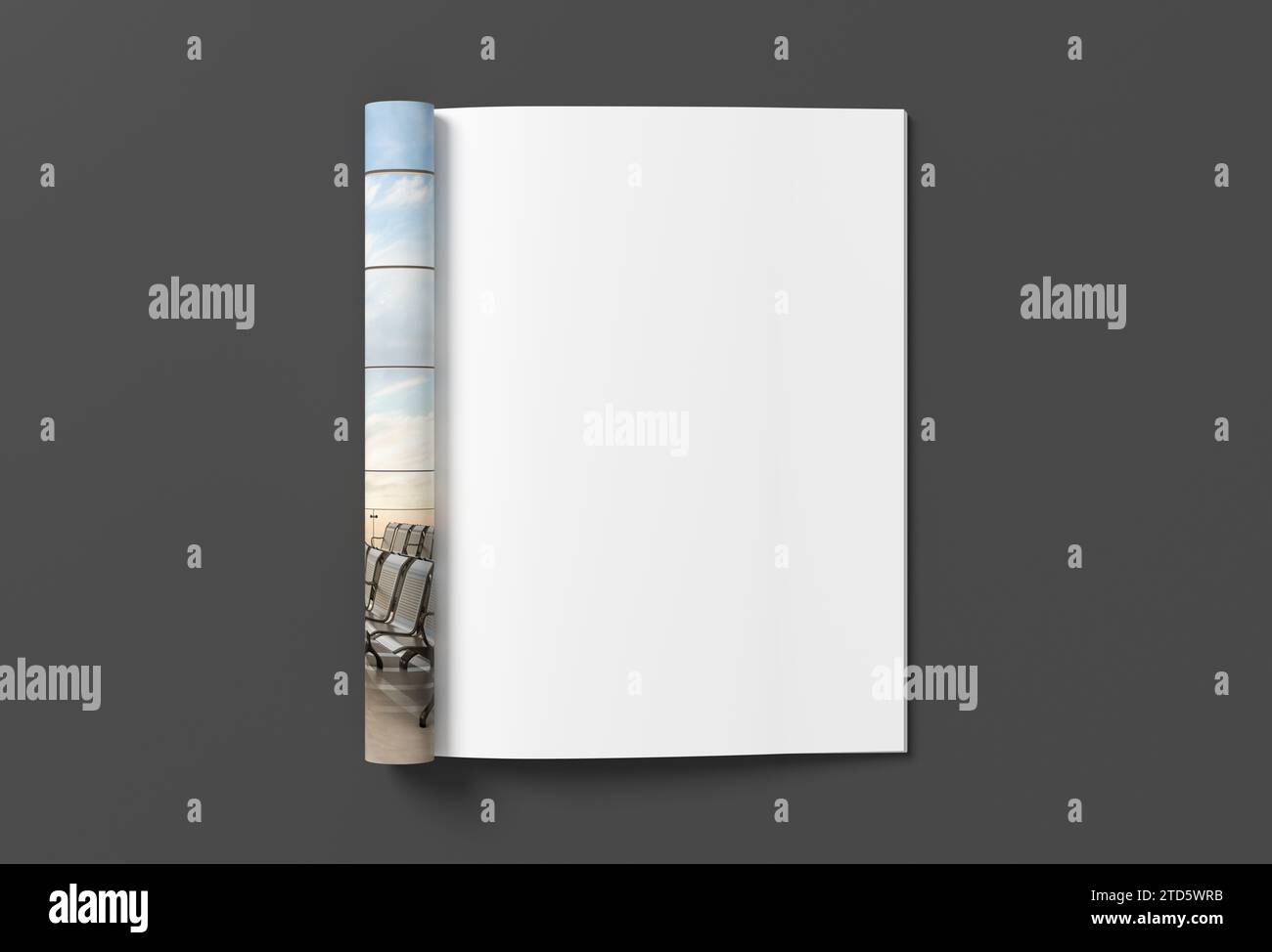 Magazine right-hand page mockup on black background. 3d illustration ...