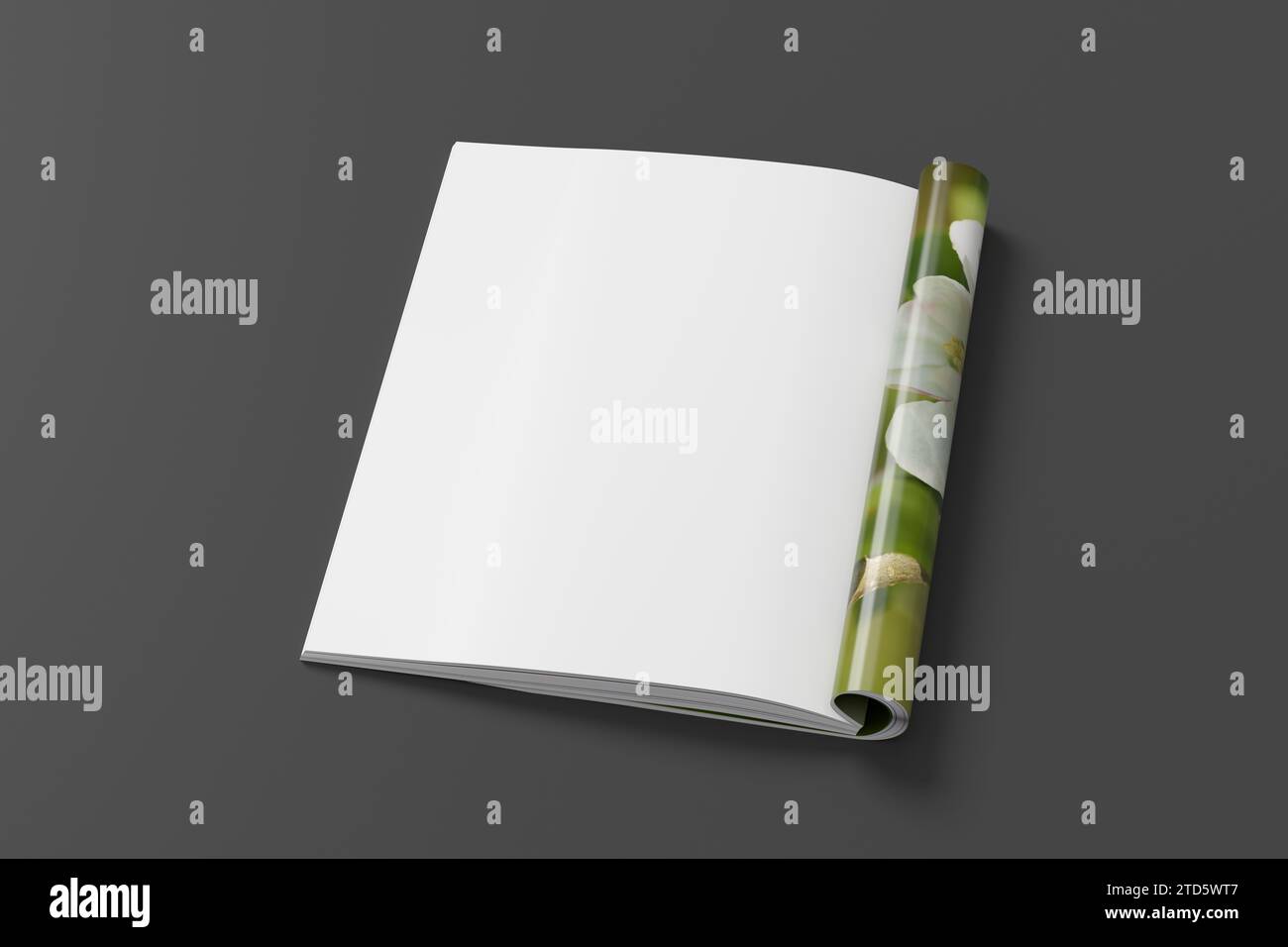 Magazine left-hand page mockup on black background. 3d illustration ...