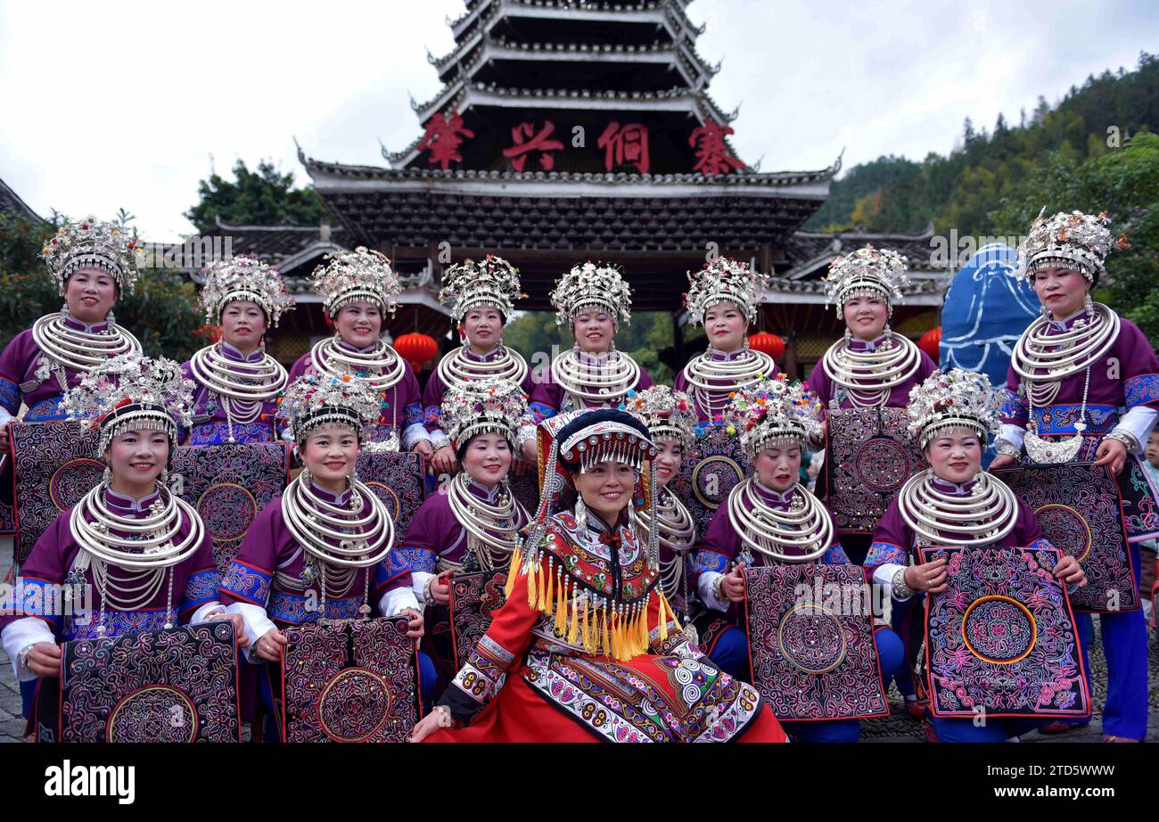 People from the Dong ethnic group are wearing costumes to celebrate the ...