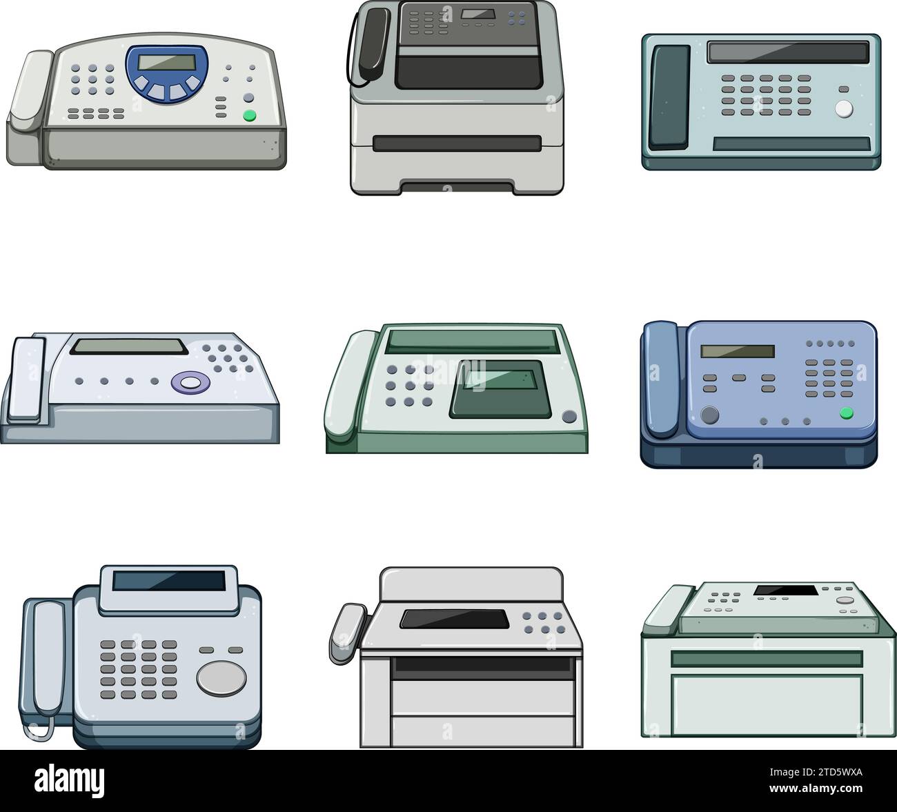 fax machine set cartoon vector illustration Stock Vector Image & Art ...