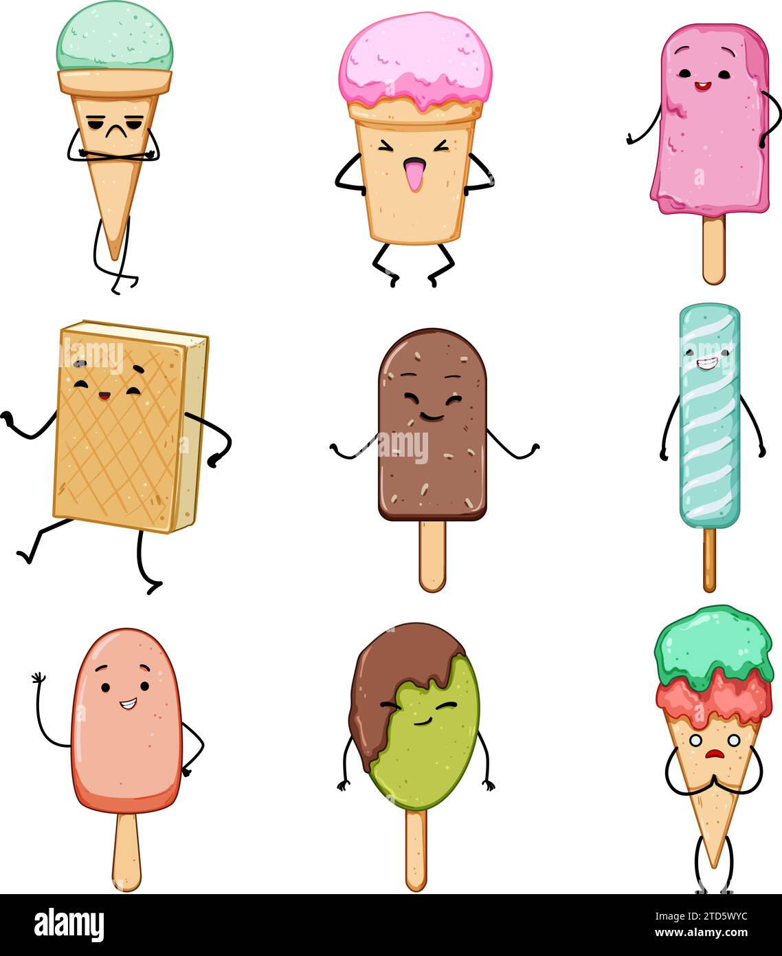 ice cream character set cartoon vector illustration Stock Vector Image ...