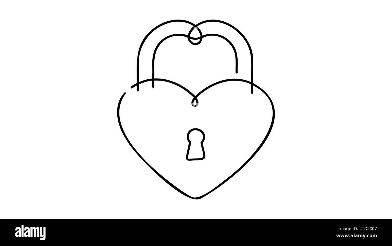 Continuous one line drawing of padlockwith key hole. Padlock shapped ...