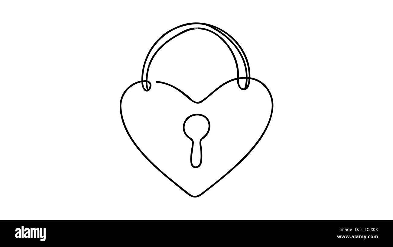 Continuous one line drawing of padlockwith key hole. Padlock shapped ...
