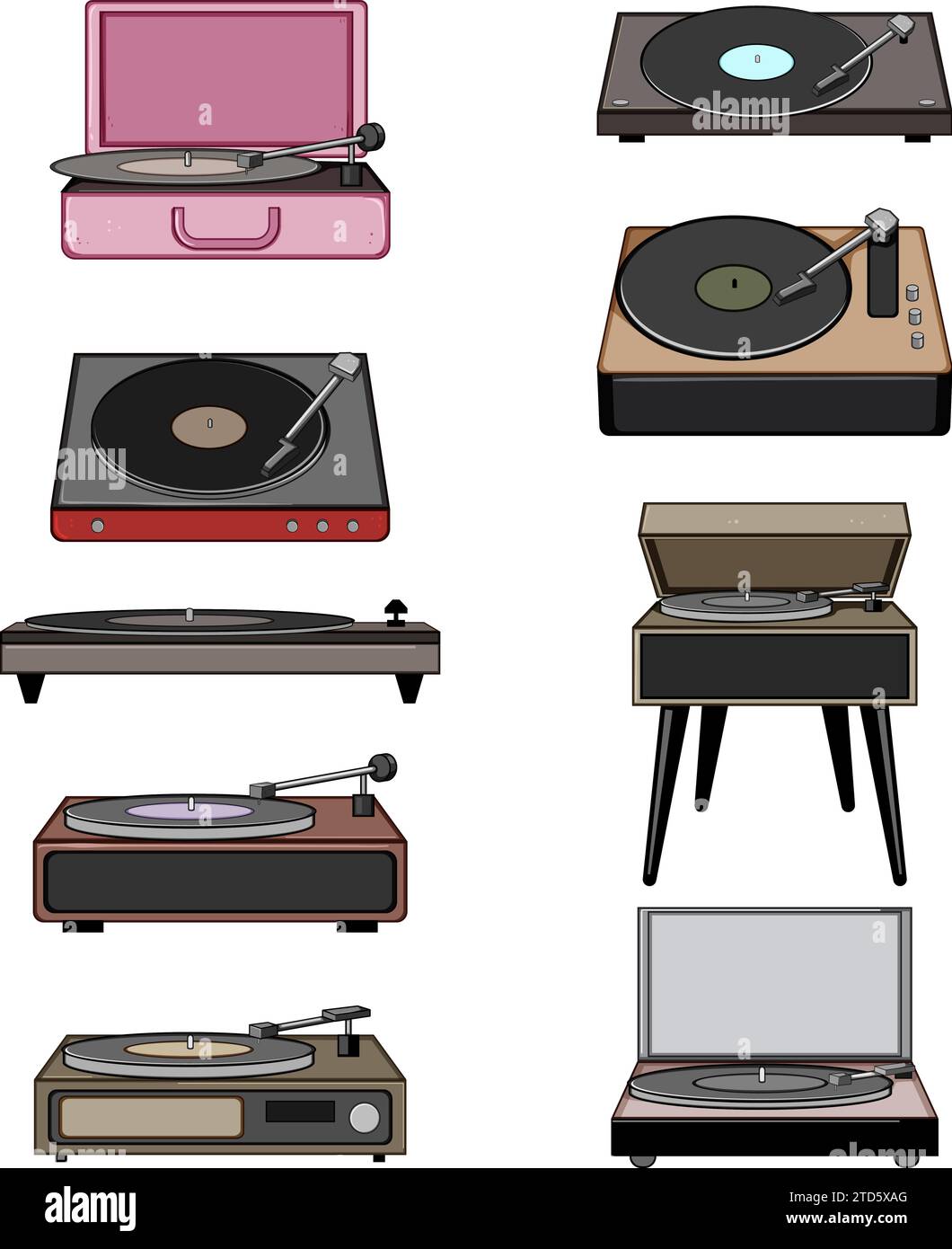vinyl player set cartoon vector illustration Stock Vector Image & Art ...