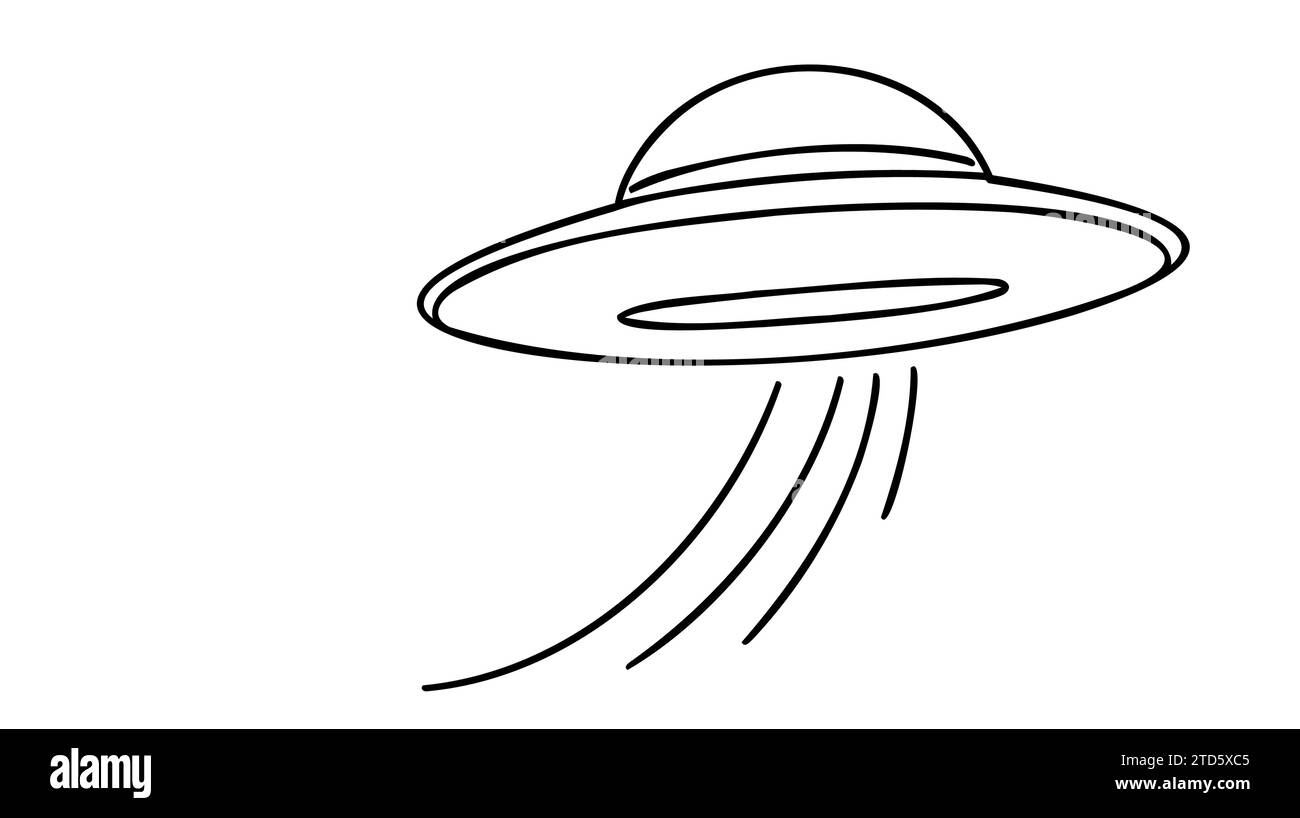Continuous one line drawing UFO. Unidentified flying object. Outer ...