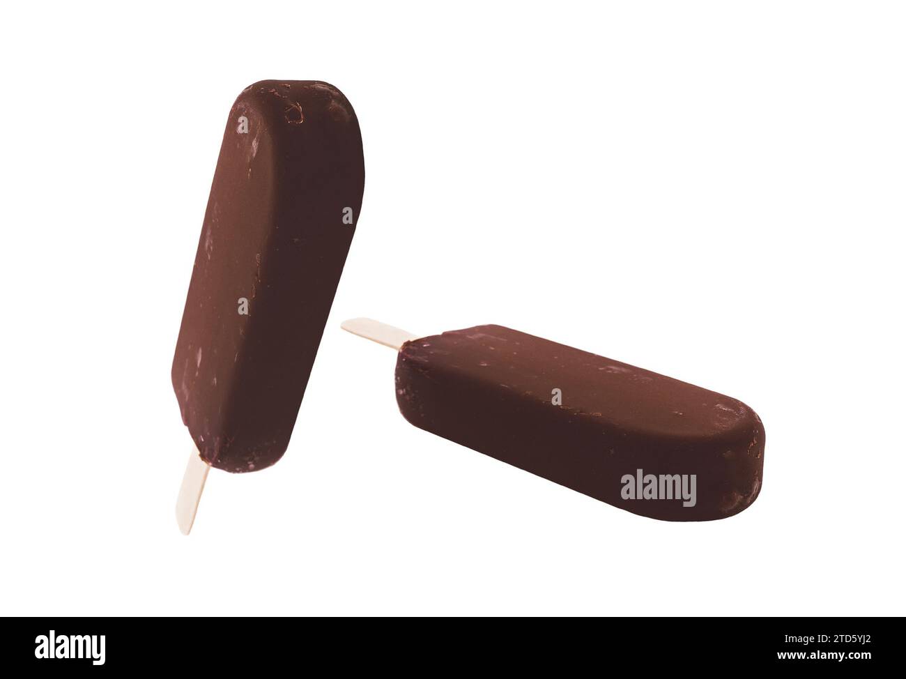 classic chocolate choc-ice icecream on stick, isolated set Stock Photo ...
