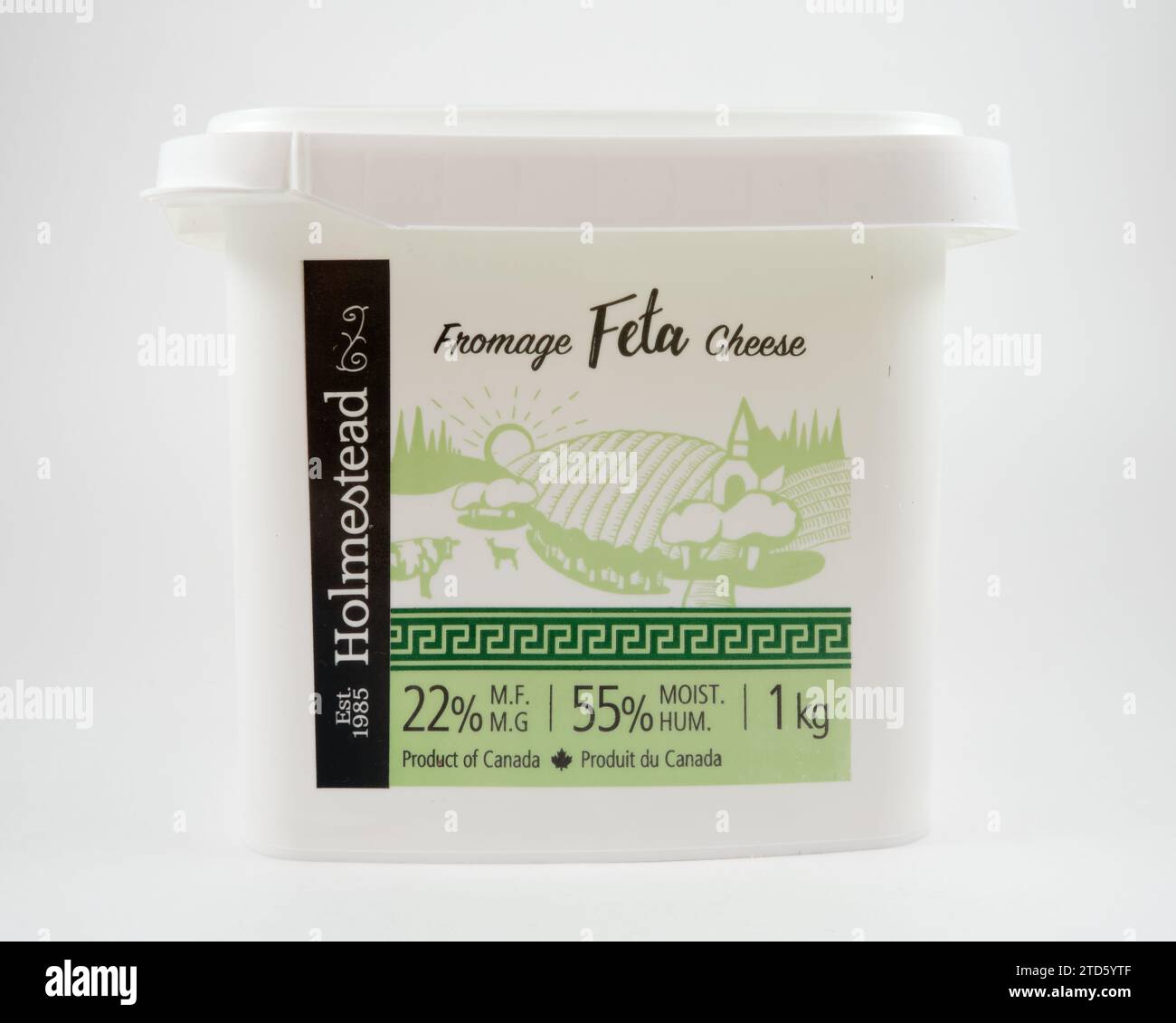 Nova Scotia Local made Homestead Feta Cheese container of one kg Stock ...